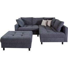 Collection AB Ecksofa &raquo;Toni L-Form, B: 215 cm&laquo; mit Hocker & 2 Zierkissen, Federkern grau 100%Polyester