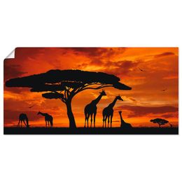Artland Wandbild &raquo;Herde von Giraffen im Sonnenuntergang&laquo; Wildtiere 1 Stk. tlg. als Leinwandbild, Poster in verschied. Gr&ouml;&szlig;en braun