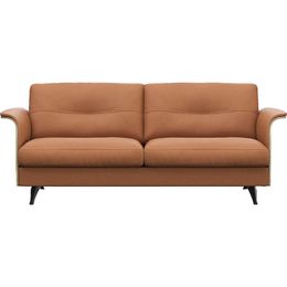 FLEXLUX 2,5-Sitzer &raquo;Glow Sofa, Couch, Premium-Sitzkomfort: Kaltschaum & Federkern&laquo; Armlehnenblende in ge&ouml;lter Eiche, Fu&szlig; schwarz braun 100% Echteder