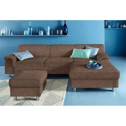 DOMO collection Ecksofa &raquo;Jamie, modern und elegant, Fu&szlig;h&ouml;he 9cm, L-Form,&laquo; wahlweise mit Bettfunktion braun