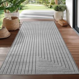Ayyildiz Teppiche Outdoorteppich &raquo;NOVA 1202&laquo; rechteckig 5 mm H&ouml;he L&auml;ufer, In und Outdoor, Hoch Tief Effekt, Wohnzimmer, Aussenbereich silber Polypropylen