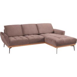 exxpo - sofa fashion Ecksofa &raquo;Palic, inkl. R&uuml;ckenverstellung, bequem, elegant, Breite 245cm, L-Form&laquo; vom Sofa zum Hochlehner. Hohe F&uuml;&szlig;e und Holzblende