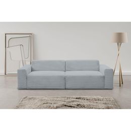 WERK2 Sofa &raquo;Zeus 3-Sitzer, Big-Sofa, Breite 256cm, Tiefe 105cm, modern & bequem&laquo; Curvy Trend 3-Sitzer mit urbaner Optik grau 90% Polyester, 10% Nylon