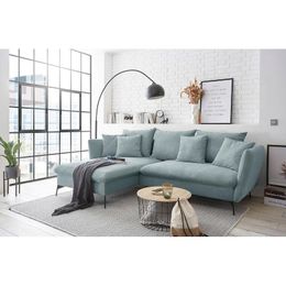 OTTO home Ecksofa &raquo;LIVORNO,258 cm, L-Form,&laquo; Schlaffunktion u. Bettkasten (139/224cm), Samt, Struktur, Webstoff blau 100% Polyester;PU-Schaum und Nosag