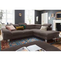 COTTA Ecksofa &raquo;Driver L-Form&laquo; mit Kopfteilverstellung, wahlweise mit Bettfunktion & Bettkasten braun Struktur (100% Polyester);Chenille (90% Polyester