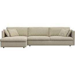 FLEXLUX Ecksofa &raquo;Lovane&laquo; Weich & anschmiegsam, gro&szlig;e Sitztiefe auf Kaltschaum, Dekokissen inkl. beige 100% Polyester