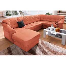 Sit & More sit&more Wohnlandschaft &raquo;Savona U-Form, B: 320 cm&laquo; optional Bettfunktion, Federkern orange Luxus-Kunstleder;Primabelle -Microfaser;NaturLederKorpus 