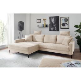 Trends by HG Ecksofa &raquo;Summer L-Form&laquo; in Cord-Stoff mit Metallfu&szlig; beige