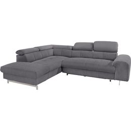 COTTA Ecksofa &raquo;Chef L-Form&laquo; mit Kopfteilverstellung, wahlweise mit Bettfunktion & Bettkasten grau Chenille (90% Polyester, 10% Polyamid);Struktur (100