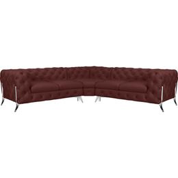 Home Affaire Chesterfield-Sofa &raquo;Amaury L-Form&laquo; Chesterfield-Optik, Breite/Tiefe je 262 cm, Fu&szlig;farbe w&auml;hlbar rosa Struktur (100% Polyester);Samtoptik (