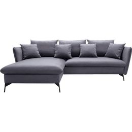 OTTO home Ecksofa &raquo;LIVORNO,258 cm, L-Form,&laquo; Schlaffunktion u. Bettkasten (139/224cm), Samt, Struktur, Webstoff schwarz 100% Polyester;PU-Schaum und 