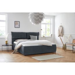 Home Affaire Polsterbett &raquo;Jenson&laquo; als Bettgestell oder mit 3 Matratzenarten und H&auml;rtegraden blau Struktur weich (85% Polyester/15% Nylon)