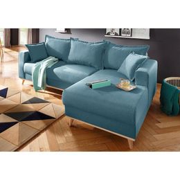 Home Affaire Ecksofa &raquo;Edina L-Form&laquo; auch in Baumwollmix-Bezug, im skandinavischem Stol blau Webstoff (100% Polyester);Baumwollmix (50% Baumwolle, 50% 