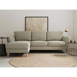 Home Affaire Ecksofa &raquo;MARSEILLE (242/152cm),L-Form, Rec. rechts/links&laquo; Massivholzbeine Eiche, Landhausstil, Wellenunterfederung beige 68% 
