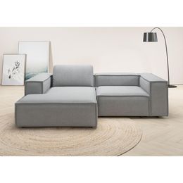 Home Affaire Ecksofa &raquo;Watertown, kompakte L-Form, 246 cm breite f&uuml;r kleinere R&auml;ume&laquo; modernes Ecksofa mit Feincordbezug, platzsparend & bequem grau 100