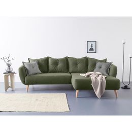 Home Affaire Ecksofa &raquo;Baggio formsch&ouml;ne Polsterecke, bequem, Breite 277cm, L-Form&laquo; Zierkissen inklusive gr&uuml;n