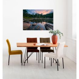 Komar Leinwandbild &raquo;Mystic Shores - Gr&ouml;&szlig;e 90 x 60 cm&laquo; Baum Berge Blumen Bl&auml;tter Foto Jahreszeiten Landschaft Meer Natur Palmen Strand Packung, 1 Stk. tlg. 
