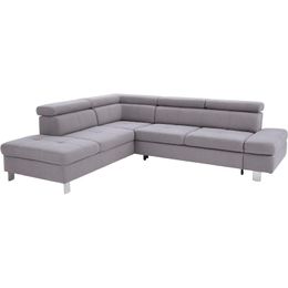 exxpo - sofa fashion Ecksofa &raquo;Fiji, L-Form&laquo; mit Kopf- bzw. R&uuml;ckenverstellung, wahlweise mit Bettfunktion grau Luxus-Kunstleder;Webstoff (100% 