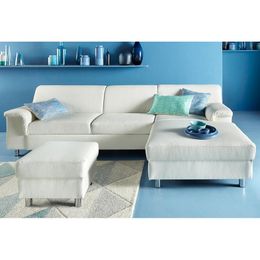 DOMO collection Ecksofa &raquo;Jamie, modern und elegant, Fu&szlig;h&ouml;he 9cm, L-Form,&laquo; wahlweise mit Bettfunktion wei&szlig;