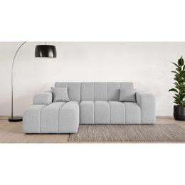 OTTO home Ecksofa &raquo;CASSY L-Form, Schlafsofa mit Bettkasten, Ma&szlig;e B/T/H: 245/165/88 cm&laquo; mit 2 R&uuml;ckenkissen, Recamiere rechts oder links bestellbar grau