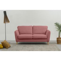 Home Affaire 2-Sitzer &raquo;MARSEILLE Kompaktsofa 170 cm, Cord, Flachgewebe, Struktur, Webstoff&laquo; Massivholzbeine Eiche, Landhausstil, Wellenunterfederung 