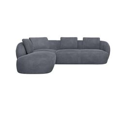 FLEXLUX Ecksofa &raquo;Torino, rund, L-Form, Sofa-Ecke mit Ottomane&laquo; Modernes, organisches Sofa-Design, Kaltschaum, Wellenunterfederung grau 100% Polyester