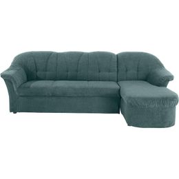 DOMO collection Ecksofa &raquo;Pegnitz, elegante R&uuml;ckensteppung, komfortabel, Breite 238cm, L-Form&laquo; wahlweise mit Bettfunktion blau 95% Polyester, 5% Nylon