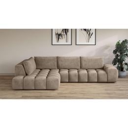 OTTO home Ecksofa &raquo;AZITA L-Form, XL 296 cm - Designsofa in Bubble-Optik&laquo; lose R&uuml;ckenkissen, traumhafte Steppung grau 100% Polyester