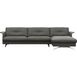 FLEXLUX Ecksofa &raquo;Glow Designsofa, bequem und komfortabel durch hochwertigen Sitzaufbau&laquo; L-Form, Modernes skandinavisches Design grau 100% Echteder