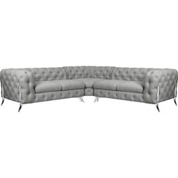 Home Affaire Chesterfield-Sofa &raquo;Amaury L-Form&laquo; Chesterfield-Optik, Breite/Tiefe je 262 cm, Fu&szlig;farbe w&auml;hlbar silber Struktur (100% Polyester);Samtoptik