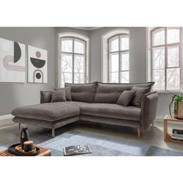 Home Affaire Ecksofa &raquo;Lazio modern und bequem, schmale Armlehnen, tolle Detailverarbeitung&laquo; zwei verschiedene Fu&szlig;farben w&auml;hlbar grau 100% Polyester
