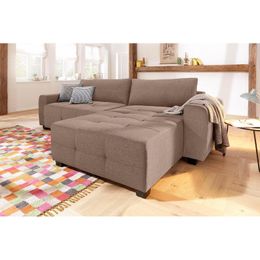 Home Affaire Ecksofa &raquo;Bella L-Form, B: 254 cm - OTTO. Verl&auml;ssliche Qualit&auml;t.&laquo; mit 2 Zierkissen, optional Bettfunktion & Bettkasten, Federkern braun 