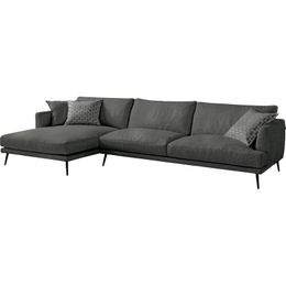 Egoitaliano Ecksofa &raquo;Sophia, Designsofa mit extrakomfortablem Sitzkomfort, Breite 274cm&laquo; mit Daunenfederung, L-Form grau Luxus-Micofaser Lederoptik (100% 
