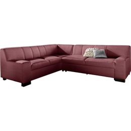DOMO collection Ecksofa &raquo;Norma, moderne Armlehnen, zeitlos und elegant, Breite 247cm, L-Form&laquo; wahlweise mit Bettfunktion rot Microfaser PRIMABELLE (