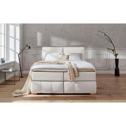 Home Affaire Boxspringbett &raquo;Wehma&laquo; inkl. Topper in 3 verschiedenen Matratzen, auch in Samtstoff beige Struktur fein (100% Polyester)