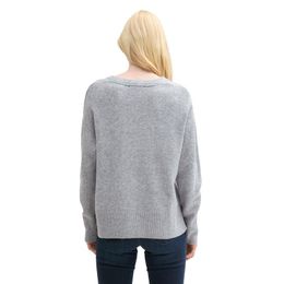 Tom Tailor Denim Damen Tom Tailor Denim Strickpullover mit V-Ausschnitt grau XS (34)