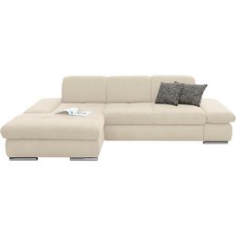 set one by Musterring Ecksofa &raquo;SO4100 V&laquo; mit verstellbaren Kopfteilen, wahlweise mit Funktionen, Cord-Bezug beige