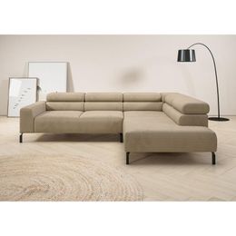 Home Affaire Ecksofa &raquo;Antonelli, L-Form, inkl. Kopfteilverstellung, Breite 276 cm&laquo; ohne Sitztiefenverstellung, in Feincord, sand beige 95% Polyester, 