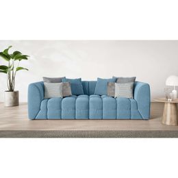 s.Oliver Big-Sofa &raquo;COBBO 3-Sitzer Design-Sofa Bubble-Optik, Ma&szlig;e B/T/H: 259/126/104 cm&laquo; mit vielen Kissen, moderne Steppung und hoher Sitzkomfort blau