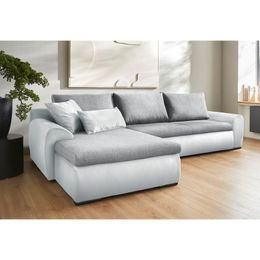 Home Affaire Ecksofa &raquo;Win L-Form, B: 285 cm - OTTO. Verl&auml;ssliche Qualit&auml;t.&laquo; mit 2 Zierkissen, optional Bettfunktion & Bettkasten grau 100% Polyester