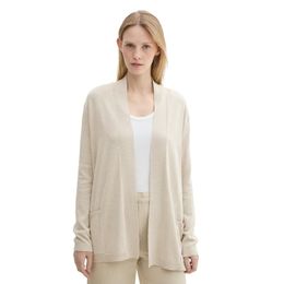 Tom Tailor Damen Tom Tailor Cardigan offen und mit Seitentaschen beige M (38)