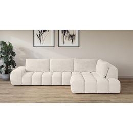 OTTO home Ecksofa &raquo;AZITA L-Form, XXL 352 cm Designsofa in Bubble-Opitk&laquo; lose R&uuml;ckenkissen, traumhafte Steppung beige 100% Polyester