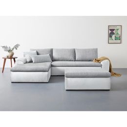 Home Affaire Ecksofa &raquo;Win L-Form, B: 285 cm - OTTO. Verl&auml;ssliche Qualit&auml;t.&laquo; mit 2 Zierkissen, optional Bettfunktion & Bettkasten grau 100% Polyester