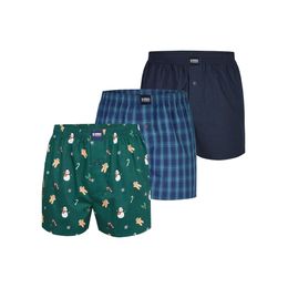 Happy Shorts Boxershorts 'Christmas' Herren Gr&ouml;&szlig;e M navy / smaragd / mischfarben