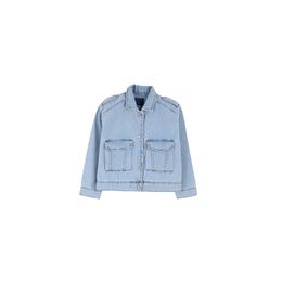 Solang Jacke Jeansjacke Denim Look zwei Brusttaschen M&auml;dchen Gr&ouml;&szlig;e 140 hellblau