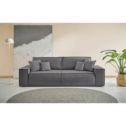 OTTO home 3-Sitzer &raquo;FINNLEY, Schlafsofa 257 cm - OTTO. Verl&auml;ssliche Qualit&auml;t.&laquo; mit Bettkasten, in Boucl&eacute;, Struktur fein und Mega Cord grau Bezugstoff 