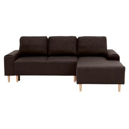 Home Affaire Ecksofa &raquo;Samu L-Form&laquo; wahlweise mit Bettfunktion und Bettkasten braun Microfaser PRIMABELLE (100% Polyester);Samtoptik (100% Polyester);