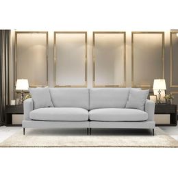 Home Affaire Big-Sofa &raquo;Cozy elegantes Designsofa, Ma&szlig;e B/T/H: 252/97/80 cm&laquo; mit losen Kissen und Metallbeinen silber Samtoptik (100% Polyester);