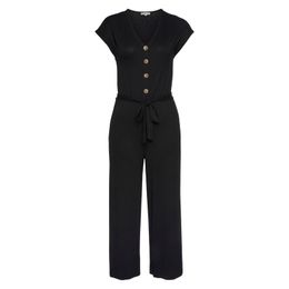 Tamaris Damen Culotte-Overall mit Knopfleiste schwarz 44, N-Gr