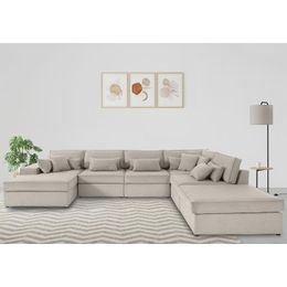 OTTO home Wohnlandschaft &raquo;Florid U-Form&laquo; 6 Teile, bestehend aus Modulen, viele Bezugsqualit&auml;ten, auch in Cord beige Baumwollmix (60% Baumwolle/40% 